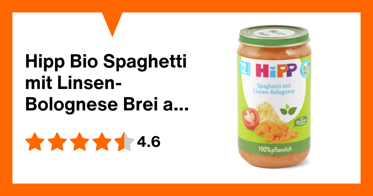Hipp Bio Spaghetti mit Linsen-Bolognese Brei ab 12. Monat | Migros ...