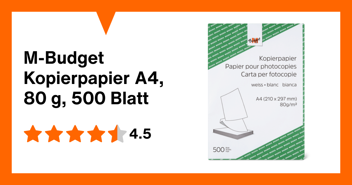 M-Budget Kopierpapier A4, 80 g, 500 Blatt | Migros Migipedia