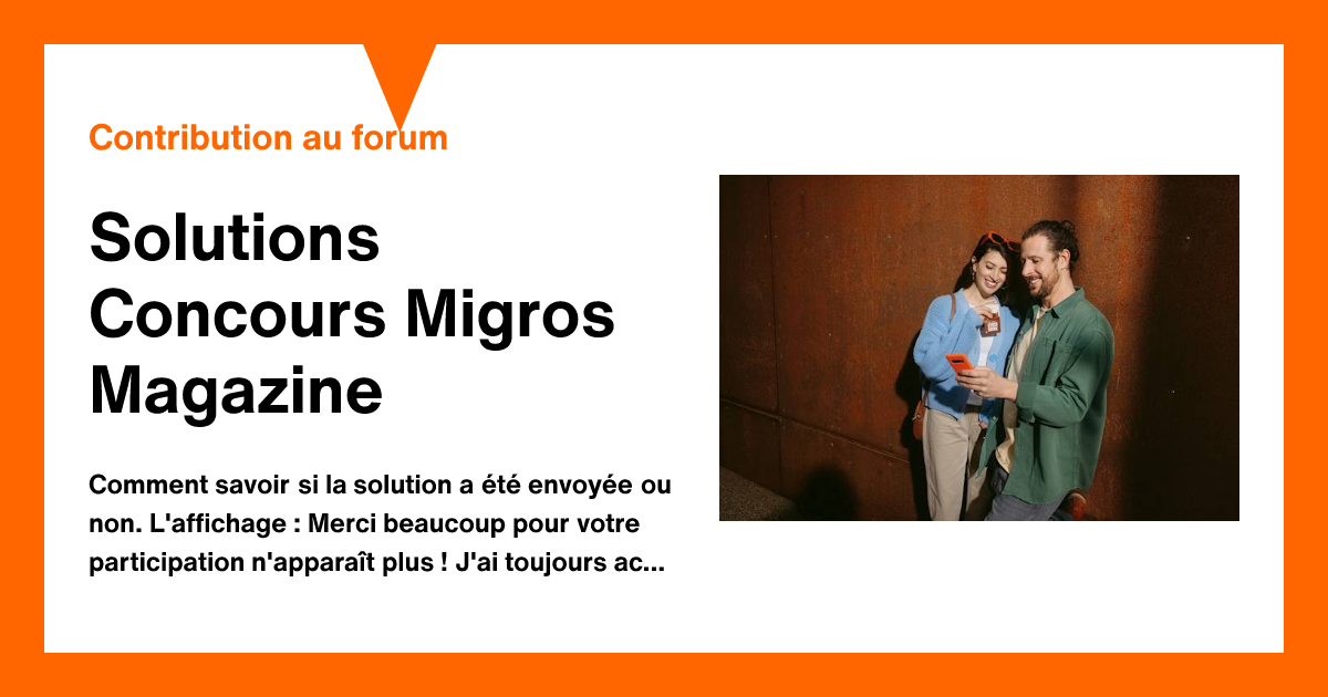Solutions Concours Migros Magazine | Migipedia | Forum | Migros Migipedia